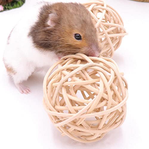 Small Animal Activity Chew Toys, Rabbits Bird Parrot Play Wicker Rattan Balls for Chinchilla Guinea Pig Rats Hamster Gerbil Degu Bunny(Rattan)