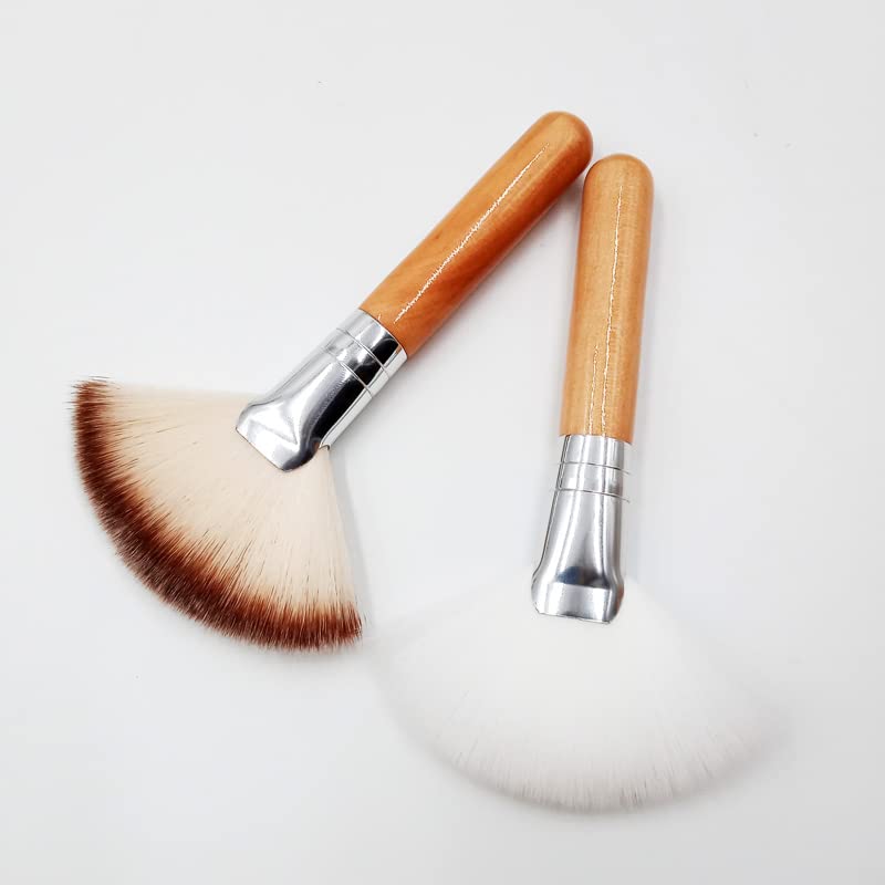SALOCY Fan Brush,Face Makeup Brush Highlighting Make Up Brush Cheekbones Brush Facial Brushes Powder Foundation Brushes Make Up Tool,2 PCS