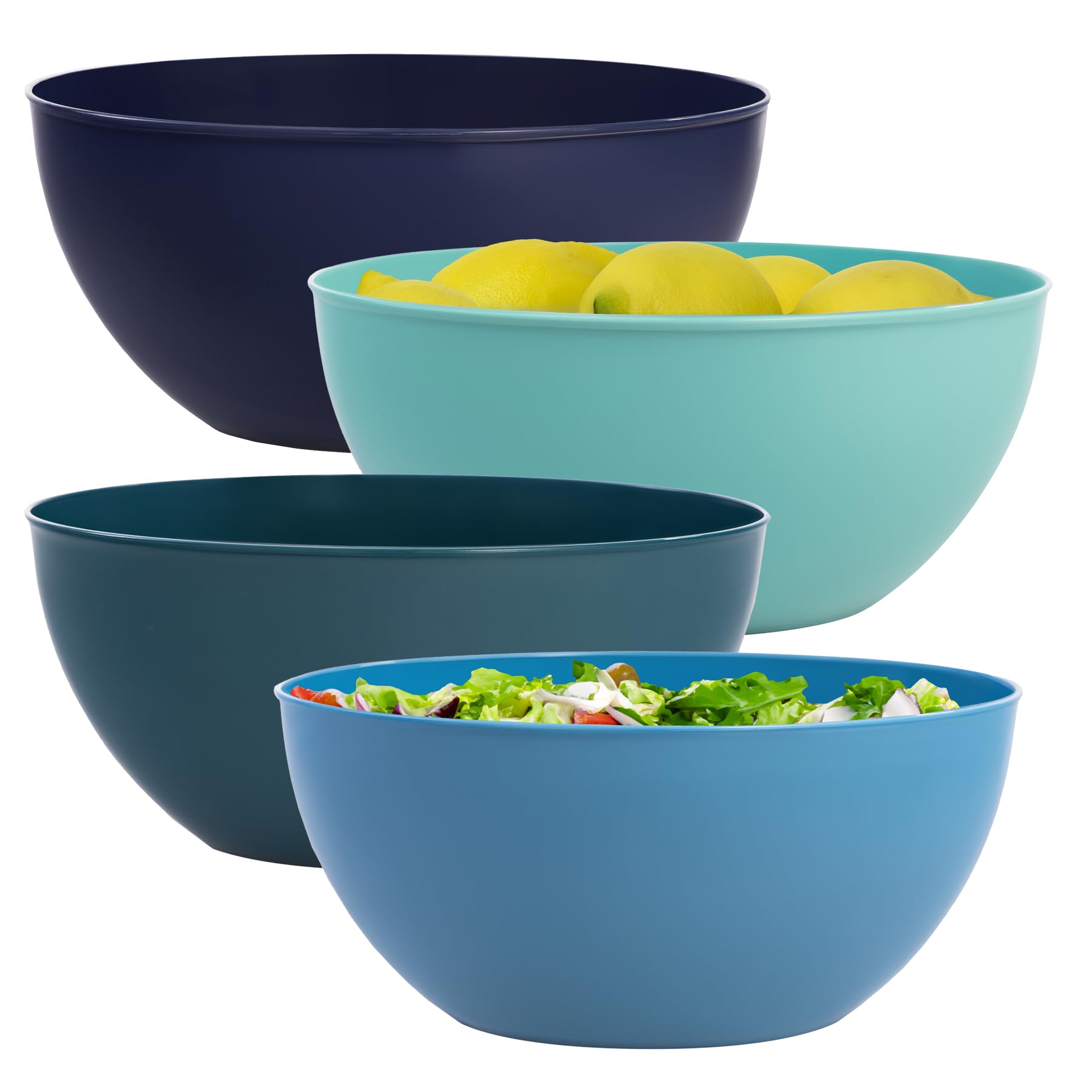 US Acrylic Vista Durable Plastic Salad and Serving 10-inch Bowls | Set of 4 in Coastal Colors | Reusable, BPA-free, Made in the USA | 135 oz. capacity