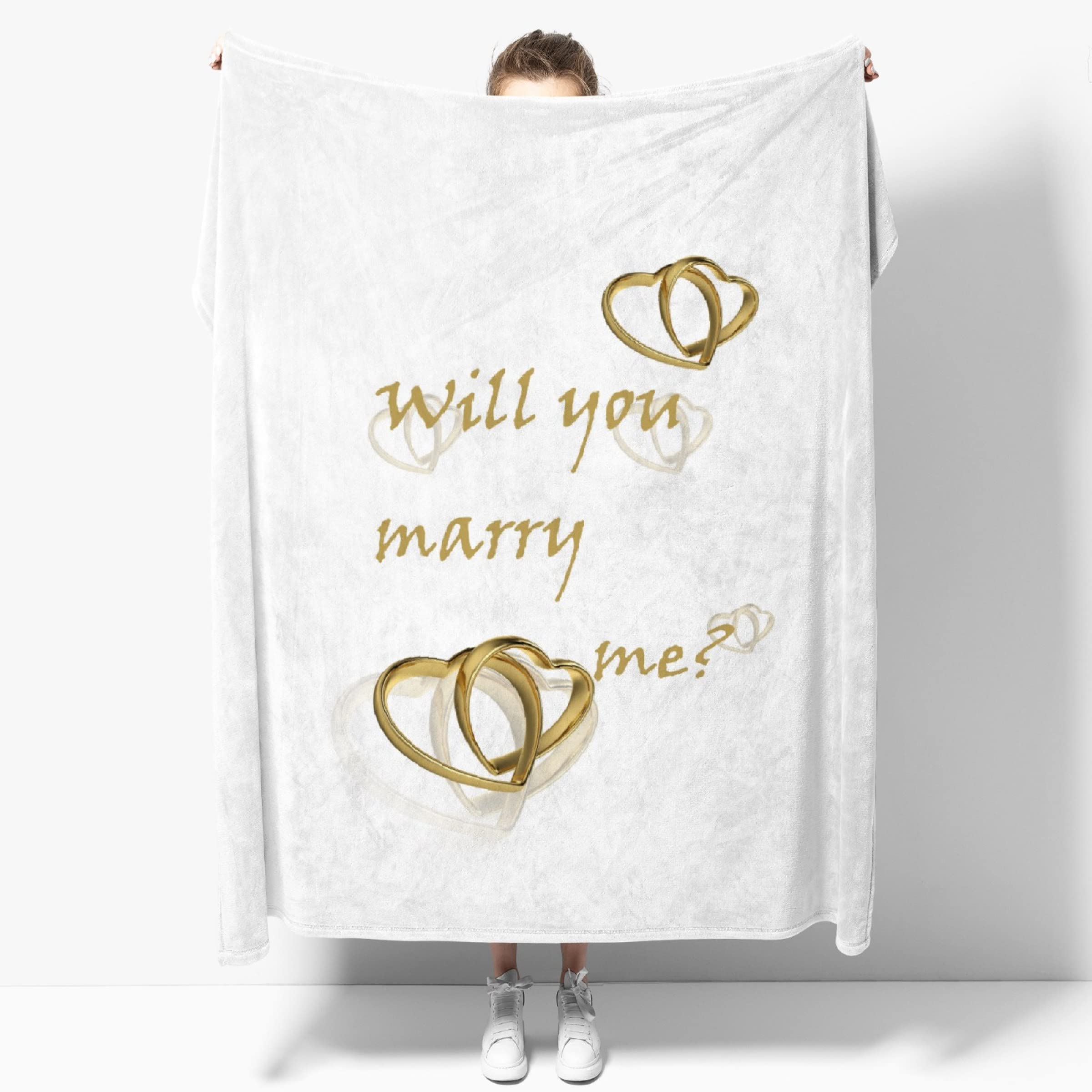 Will You Marry Me Blanket Super Soft Cozy Warm Fleece Throw Blanket Fluffy Plush Lightweight Bedding Quilts for All Season Bed Sofa Couch 50"x40" Small for Kids