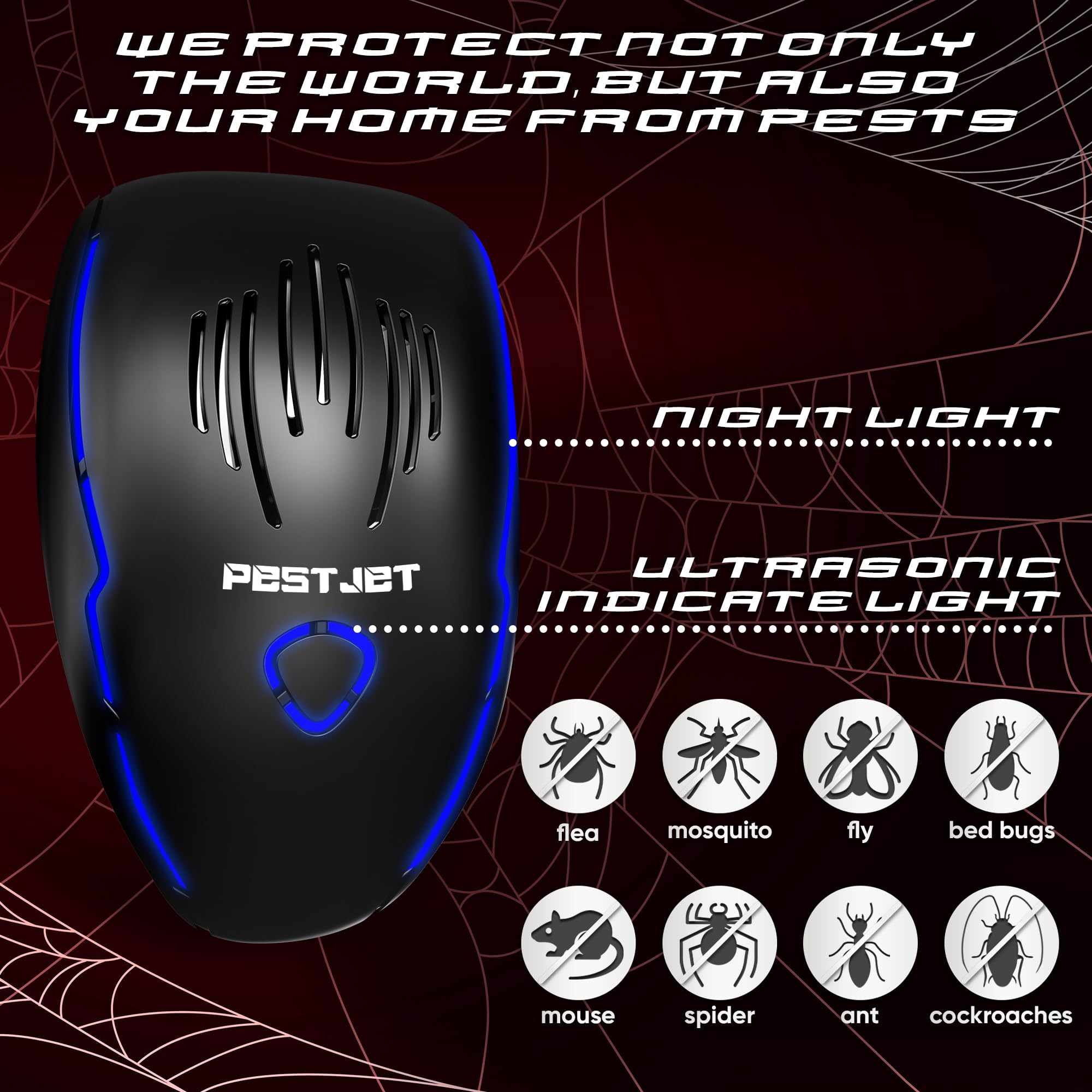 New 2024 Ultrasonic Pest Repeller Plug in - 2 Pack β Outdoor/Indoor Electronic Pest Repellent - Get Rid of Rat Bat Mouse Squirrel Bug Bee Ant Spider Wasp Cockroach Fly Mosquito Rodent Termite Roach
