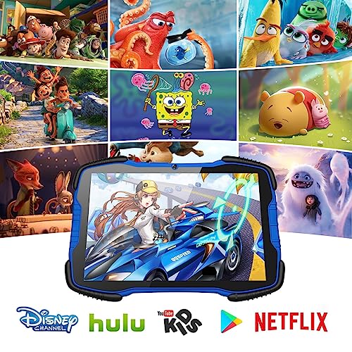 Tablet for Kids Tablet 10 inch with Case Included, Tablet for Toddlers Tablet 10 inch Children Tablets for Kids Android Tablet 64GB with WiFi Dual Camera Learning Games for Boys Girls (Blue)
