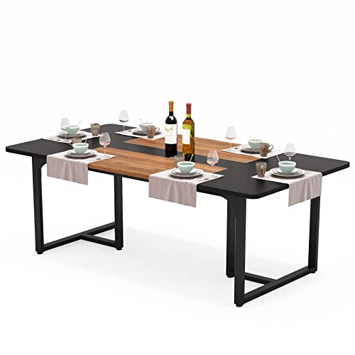 Tribesigns 70.87ββ Dining Table, Industrial Kitchen Table for 8 Person, Rectangular Dinner Table with Strong Metal Frame, Wooden Large Long Dining Room Table for Big Family