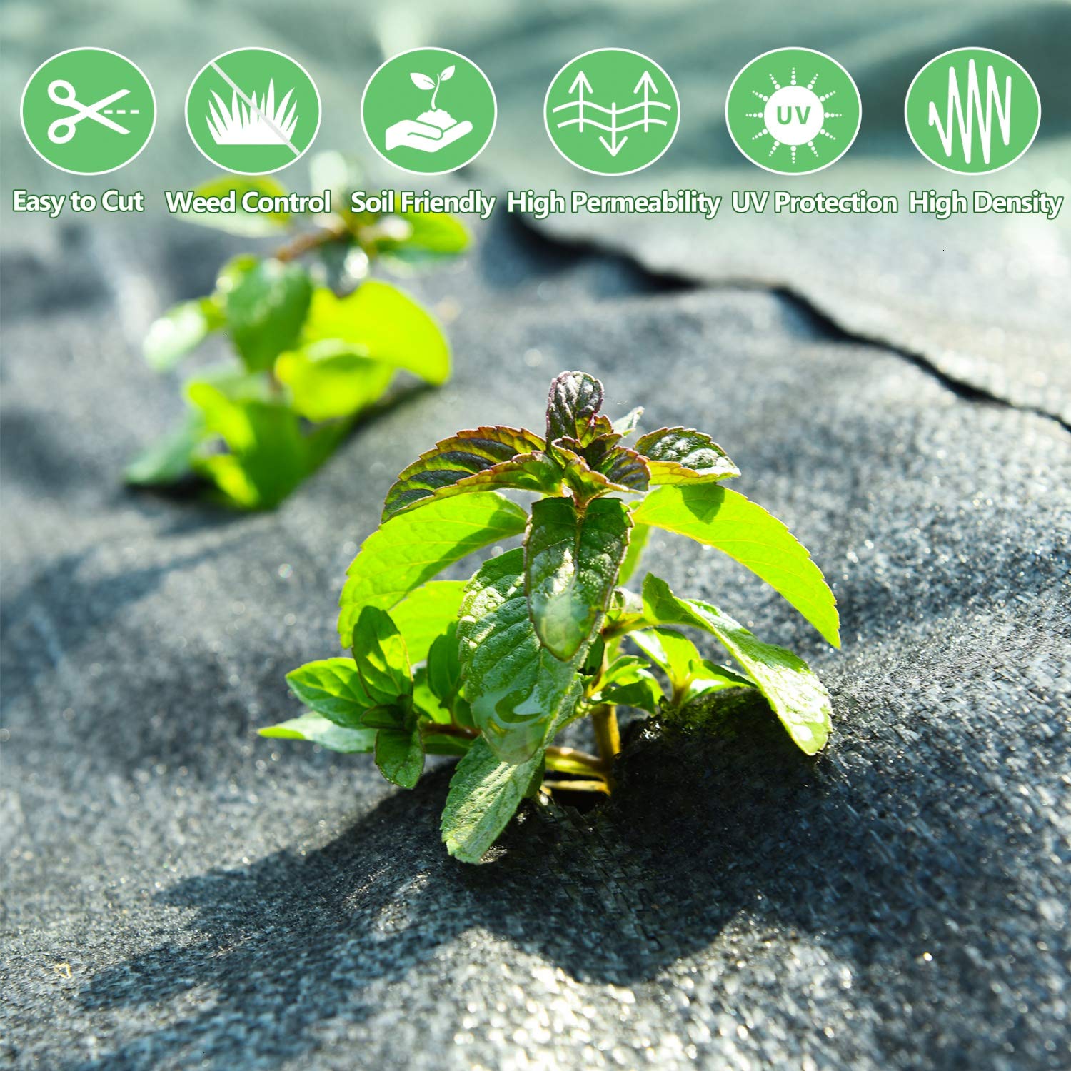 Pomeat Weed Barrier Landscape Fabric Heavy Duty, Premium Pro Weed Blocker Fabric, Durable & Superior Weeds Control Fabric for Vegetable Gardens, Flower Bed, Mulch, Pavers, Driveway 1.4 X 100FT Black