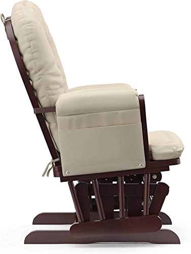 Premium Ring Rocking Chair and Ottoman (Cherry Base, Beige Cushion) - Upholstered Cushion with Storage Bag, Smooth Rocking Movement, Easy Assembly, Solid Hardwood Base, Rocking Chair (Cherry/Beige)
