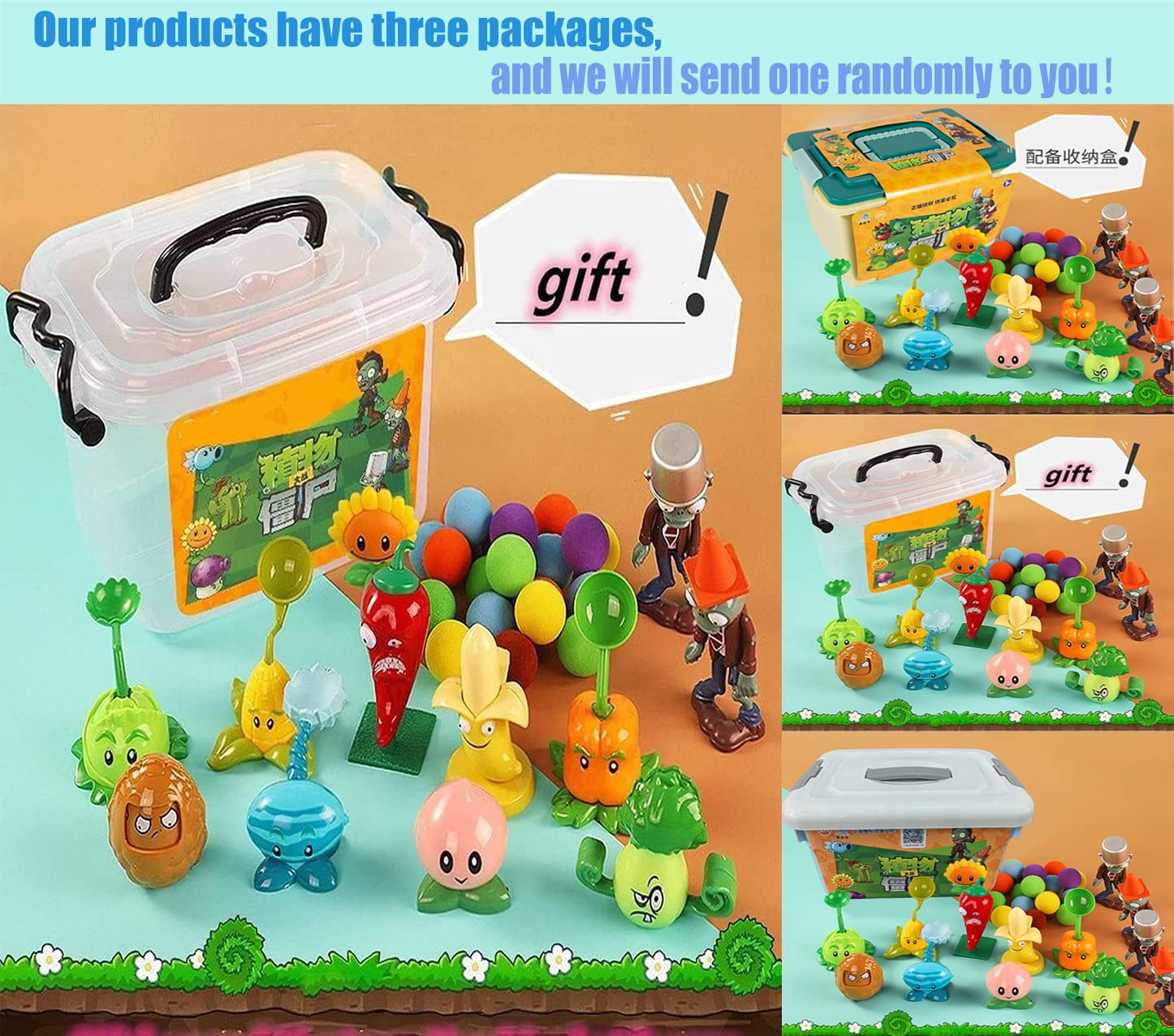 Plant Toy and Zombie Toy,Action Figures,Plant Shooting Zombie Toy,The Battle Between Plants and Zombies,Storage Box,Combat Map,Children's Toy
