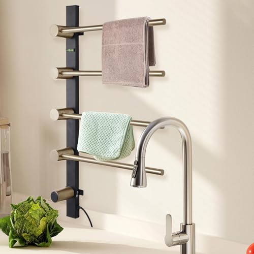 Wall Towel Warmer - Stainless Steel Towel Warmer,4-Bar Bathroom Towel Heater, Electric Heated Towel Racks for Kitchen/Apartment/Hotel