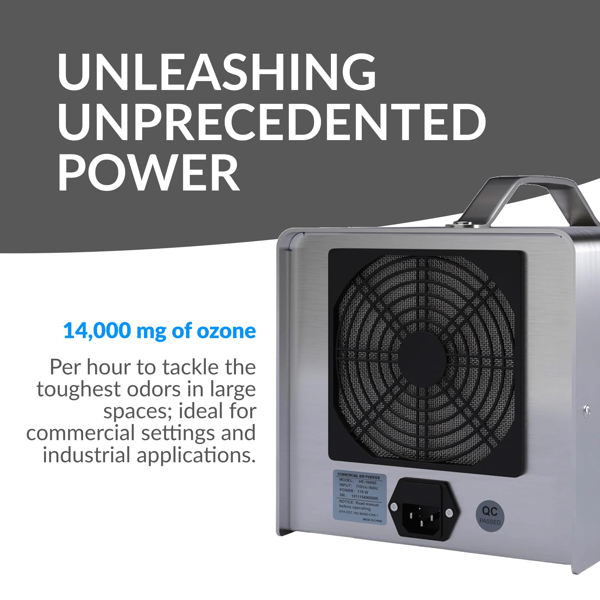 New Comfort SS12000 Commercial Ozone Generator and Air Purifier, 9000 to 20000 mg/hr, Powerful Ozone Generator for Industrial Use