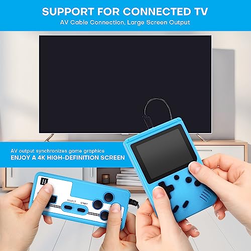 Retro Handheld Game Console,Handheld Game Console, 400+ Classical FC Games,Portable Gaming Kids Electronics with Color case Mini Video Games Gameboy Support Connecting TV & 2 Players(Blue 400)
