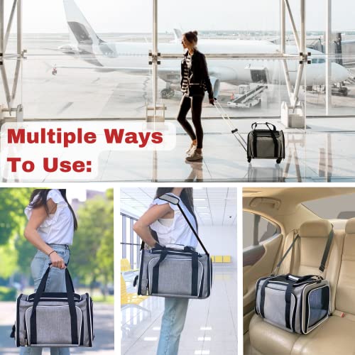 Ruff Life 101 Airline Approved Expandable Premium Pet Carrier on Wheels- Two Sided Expandable Rolling Carrier- Designed for Dogs & Cats- Extra Spacious Soft Lined Carrier! (Grey)