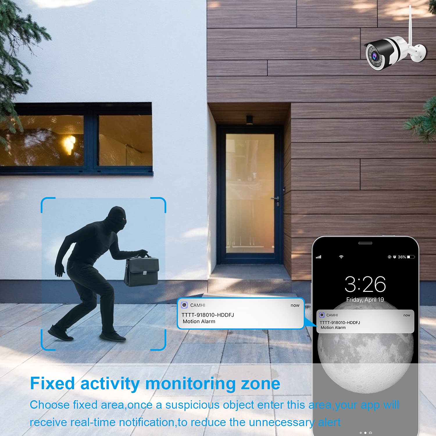 Outdoor Security Camera, 1080P Camera Surveillance with IR Night Vision Waterproof Wireless Security Camera, Two-Way Audio, Motion Detection, Smartphone Compatible