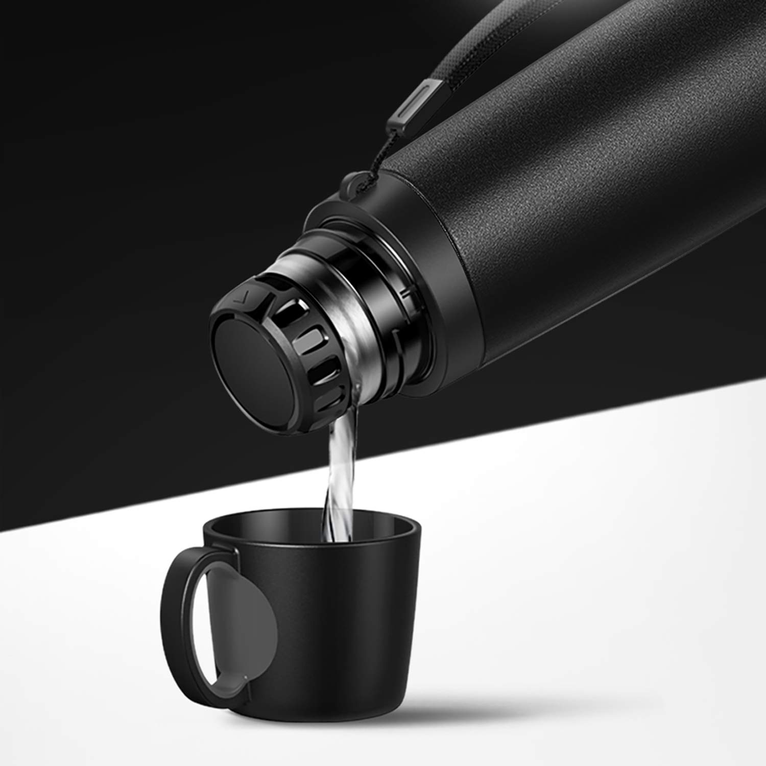 Leidfor Coffee Travel Mug Vacuum Insulated Thermal Water Bottle Build-in Lid Cup Stainless Steel Leakproof 17Ounce Lion