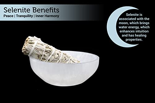 Soul Sticks Selenite Crystal Bowls for Smudging, Healing, Recharging Crystals | Pure Selenite Smudge Bowl & Crystal Charging Station Ethically Sourced in Morocco (5 Inch (Pack of 1))