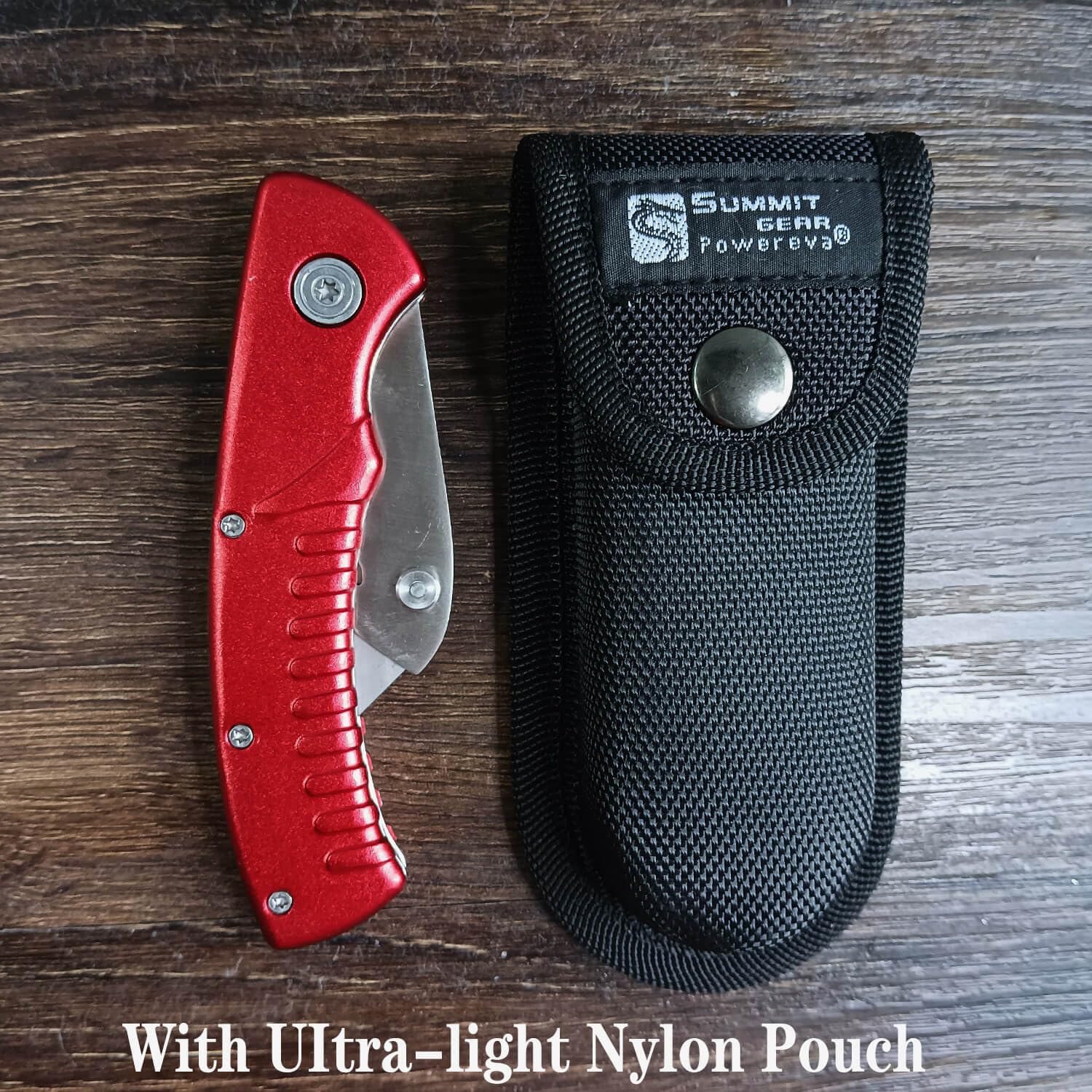 Utility Knife/Box Cutter/Electrician knife/Carpet knife Folding with Safe Lock-Back+Nylon Pouch+10 Extra SK5 Replacement Blades+10 Utility Hook Razor Blades Red