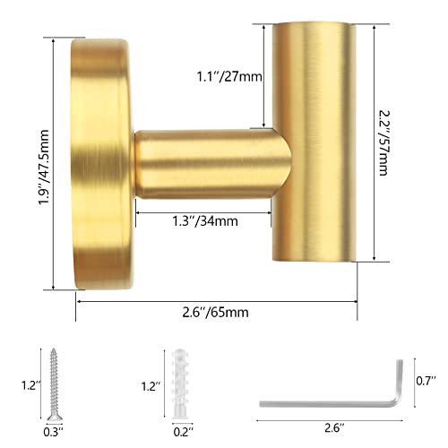 Towel Hooks, 4 Packs Powerful Heavy-Duty Wall Hooks,Premium 304 Stainless Steel Towel Hook,Coat Hooks,Towel Hook for Wall Mounted, Gold Towel Hooks Bathroom,Bathroom Hooks for Bath Towels