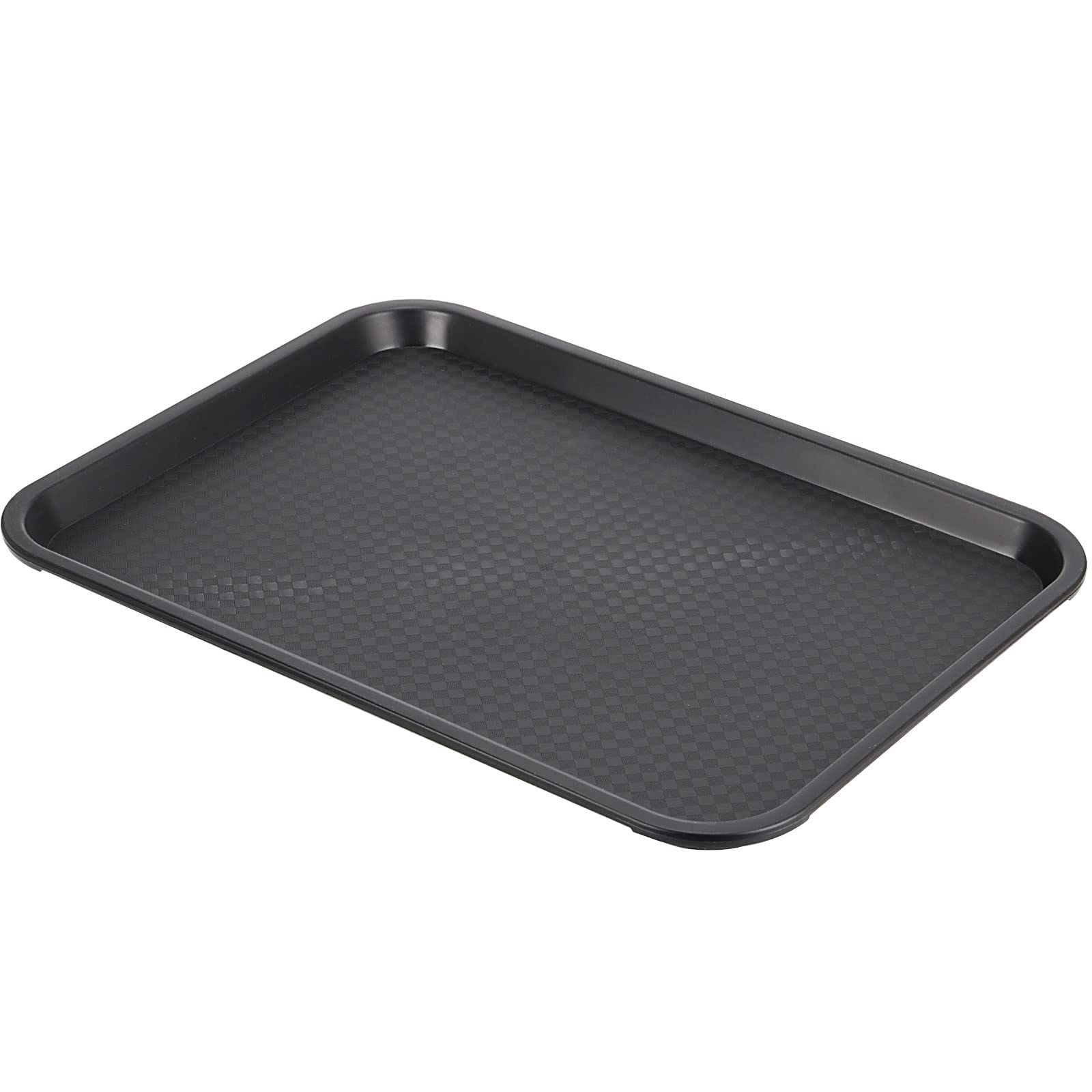 MAHIONG 12 Pack 16 x 12 Inch Black Fast Food Tray, Large Rectangular Restaurant Serving Trays, Plastic Cafeteria Trays School Lunch Trays