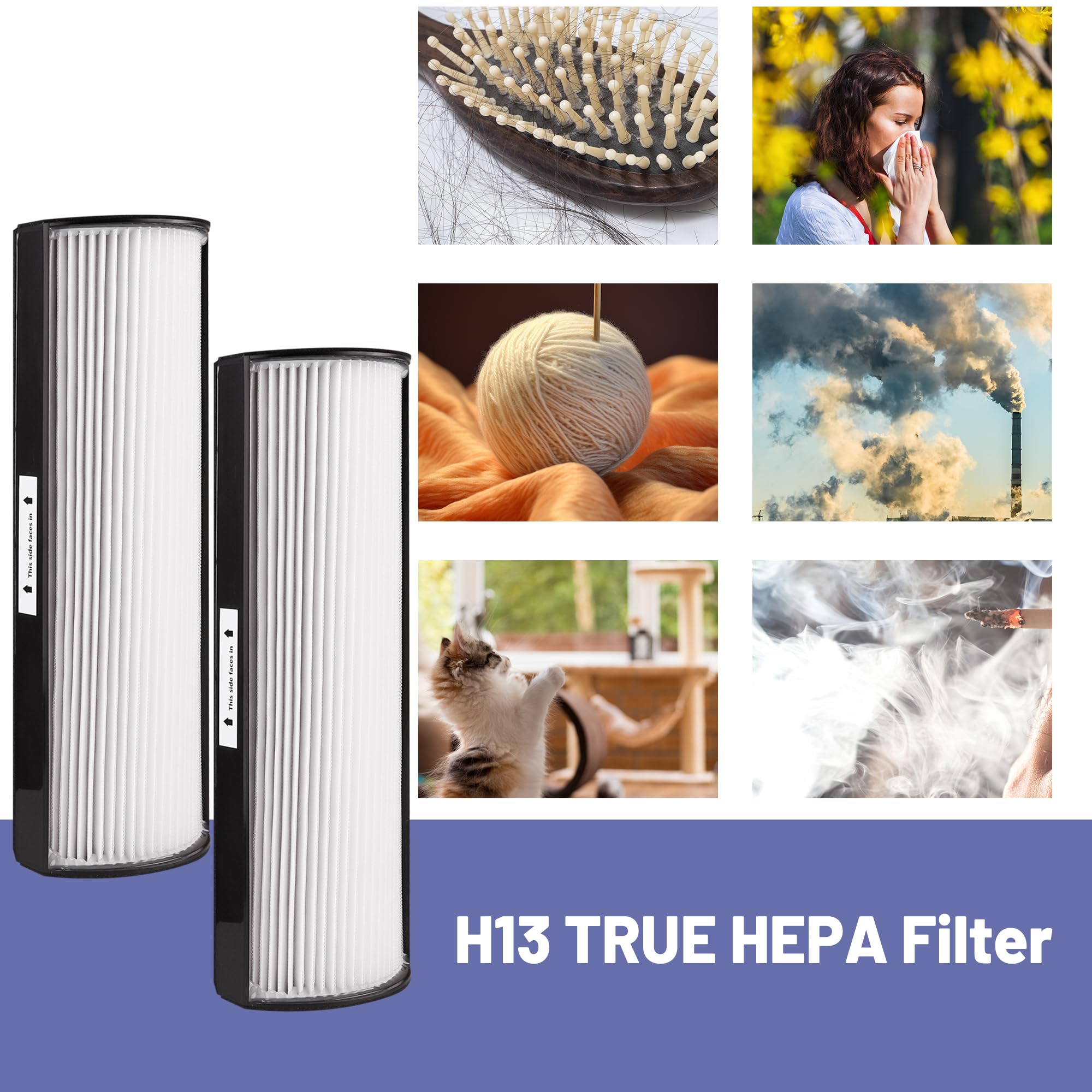 Popurure TPP440F Filter Replacement Compatible with Therapure TPP440 Air Purifier, also fit Models TPP540 TPP640 and TPP640S, with 2 True HEPA (H13)Filter