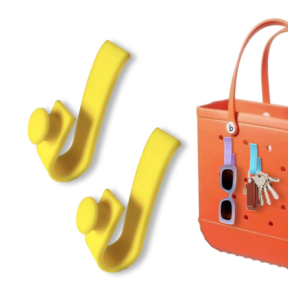 Sactulaz Hooks for Bogg Bags, Cup Holder Key Holder Sunglasses Holder Compatible with Tote Bag and Bogg Bag (Yellow)
