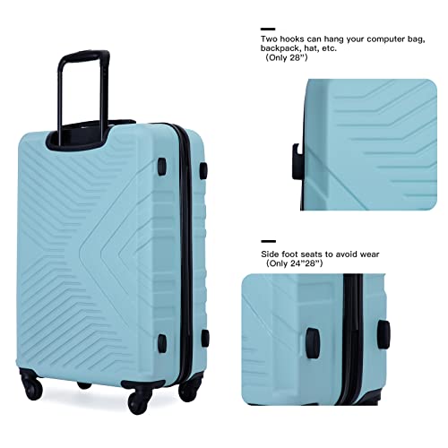 Tripcomp Luggage Sets Wear-Resistance Hardside Lightweight Suitcase Double Spinner Wheels, TSA Lock,Two Hooks, Scratch-resistant Carry-on,3 Piece Set(20inch 24inch 28inch) (Green)