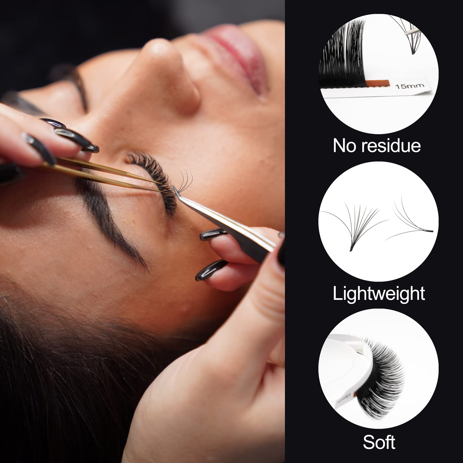 Qwaszx Eyelash Extension fan eyelash curling 0.05/0.07 C / D curling 8-15mm mixed expansion curling convenient flowering eyelashes(0.05-D Curl 8-15mm)