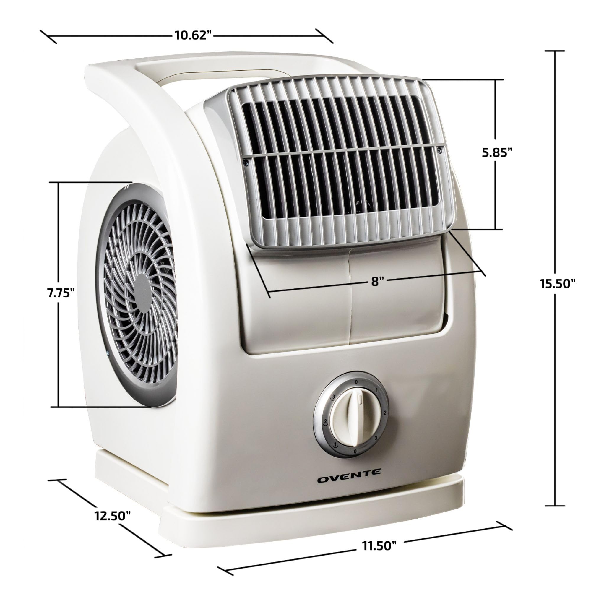 OVENTE Electric Blower Floor Fan 15" with 3-Speed Control, 90° Oscillating and 45° Manual Pivoting Head, Low-Noise Technology and Easy to Clean Air Filter Ideal for Home, Bedroom, Office, White BF74W