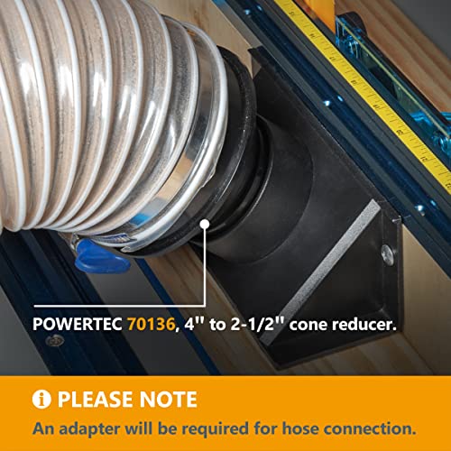 POWERTEC 70152 Router Table Dust Port | 2.5 ID inch x 6.5 inch Dust Collection Adapter for Router Table Fence
