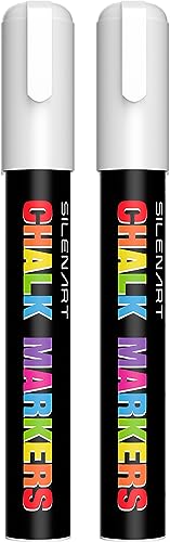 SILENART White Liquid Chalk Markers - Chalk Markers White - White Dry Erase Markers Pen - for Chalkboard Signs, Windows, Blackboard, Glass - 3-6mm Chisel Tip, 3mm Fine Tip