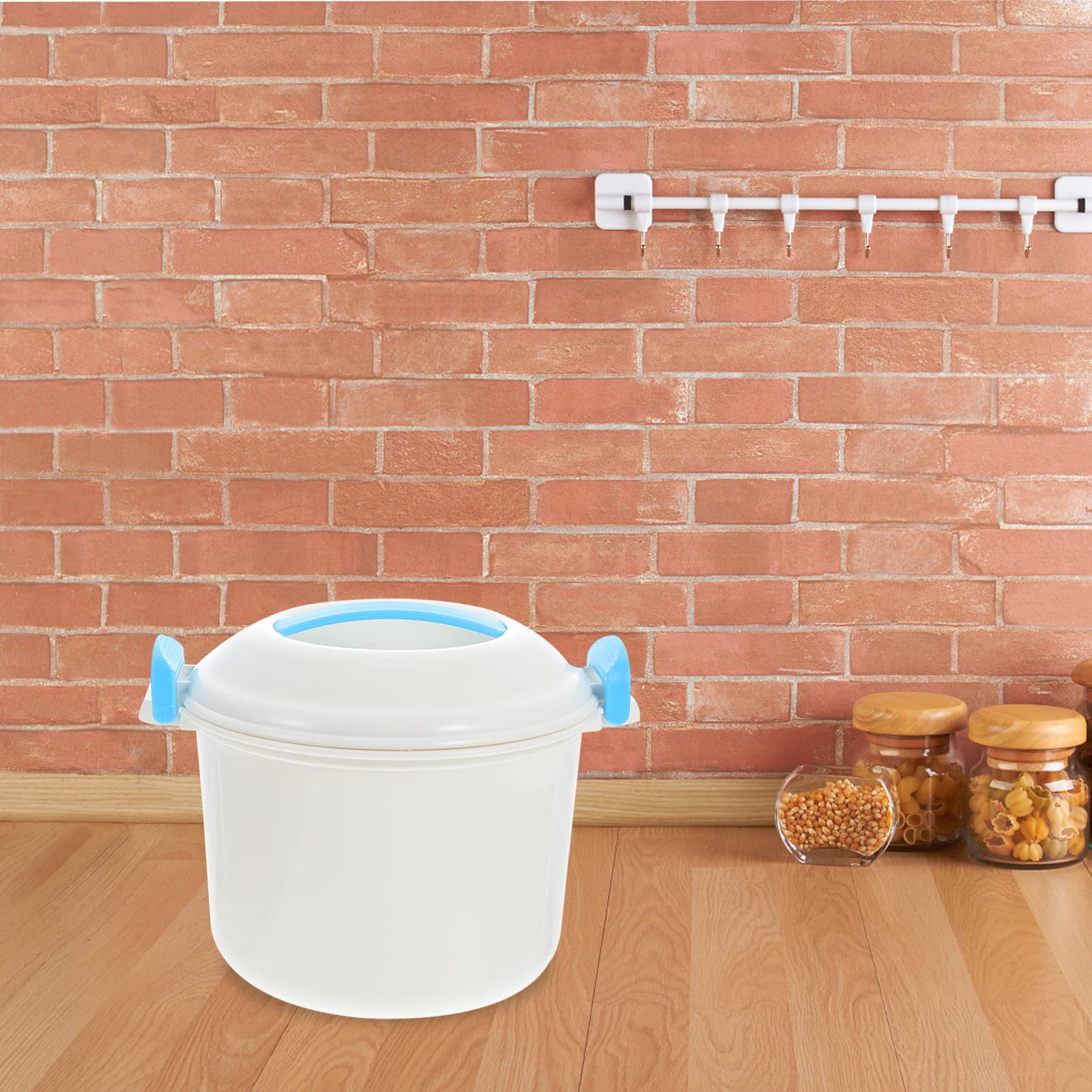 Microwave Rice Cooker Steamer Pasta Cooker Microwave Food Container Fish Vegetable Veggie Steamer Steaming Bowl for Cooking Yellow