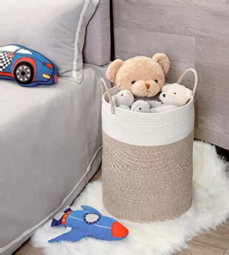 Tall Woven Laundry Basket with Handles, Clothes Hamper Storage Basket for Living Room, Bedroom, Entryway, Bathroom, Large Woven Blanket Basket for Pillows, Towels, Blankets
