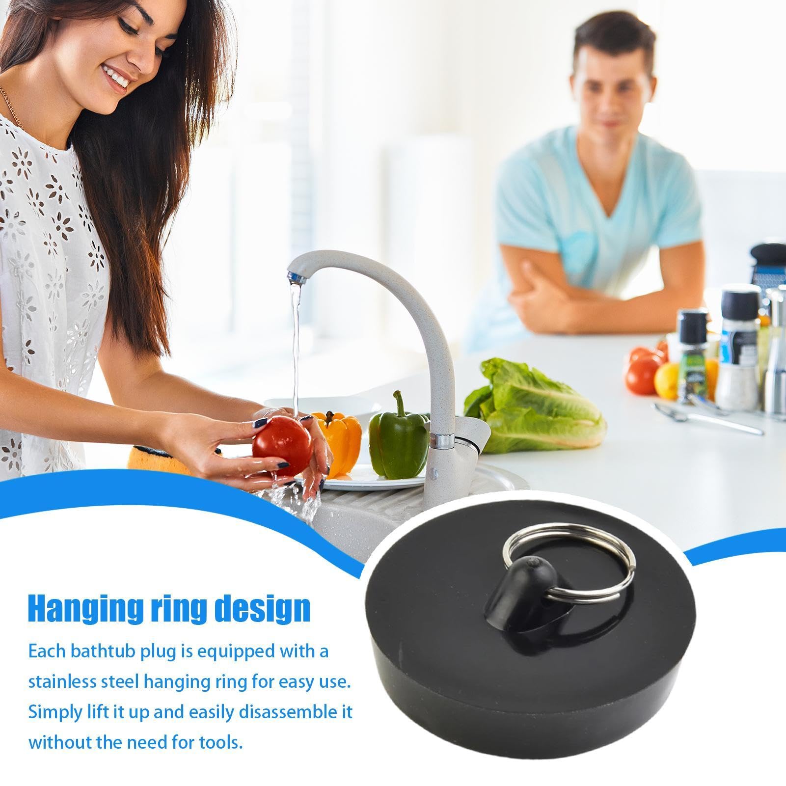 Sink Plug Drain Stopper | Sink Stopper | Kitchen Sink Drain Plug, Sink Sealing Plug, Rust Resistant Drain Plug for Wash Stations, Bathroom Drains, Kitchen Sinks, Bathtubs, Sewage Pond