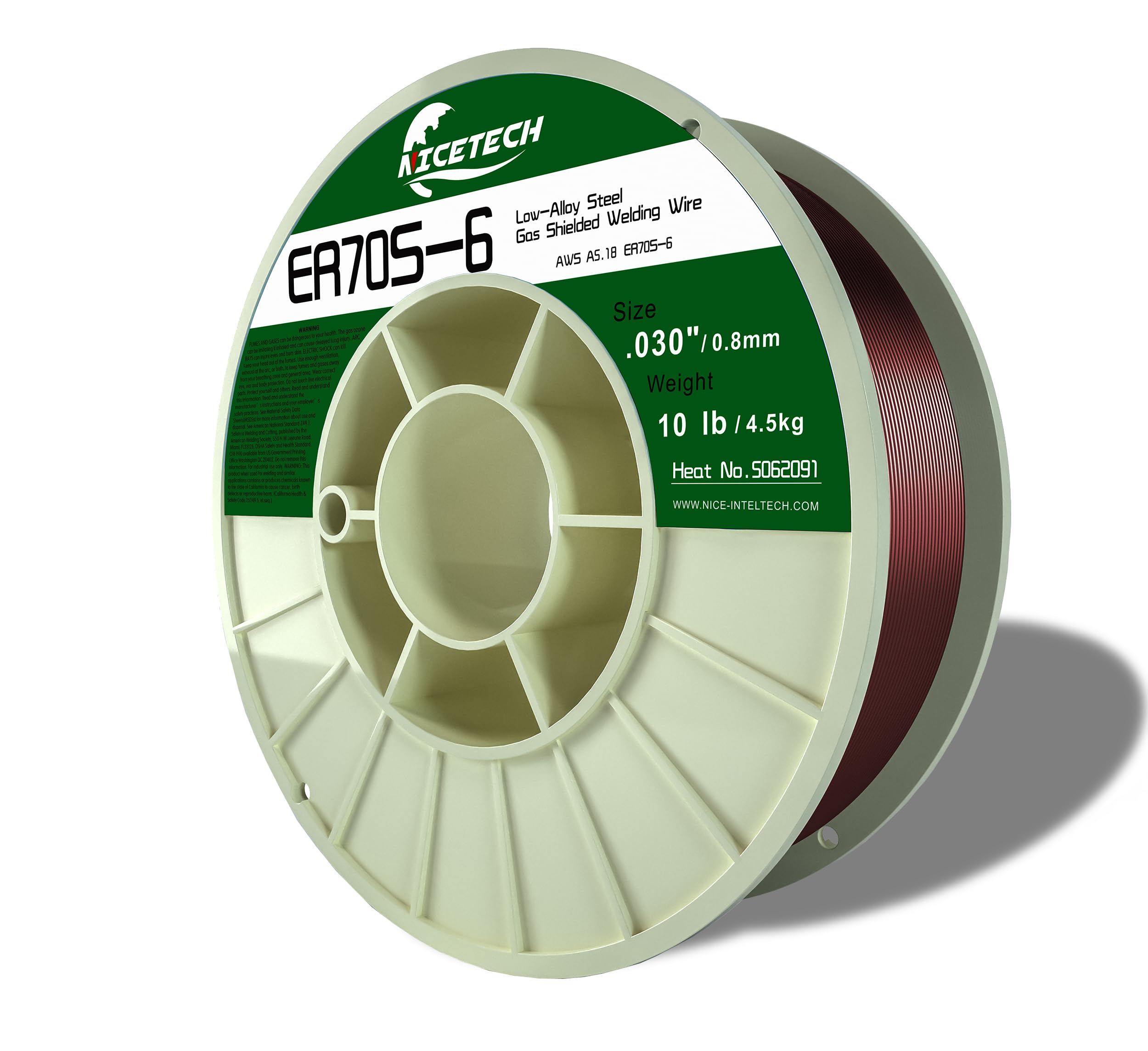 NICETECH, MIG Solid Welding Wire, Carbon Steel, ER70S-6 .030-Diameter, 10 Pounds Spool, Package of 1