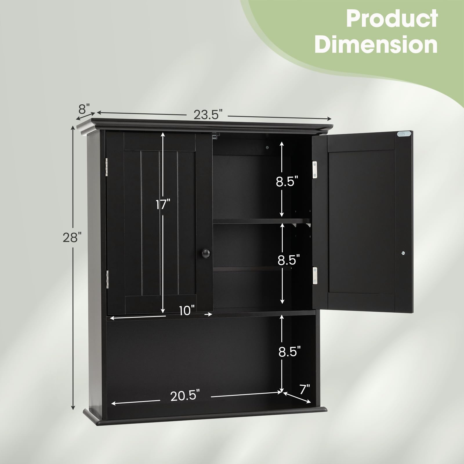 WATERJOY Medicine Cabinet with 2 Doors and an Adjustable Shelf for Living Room