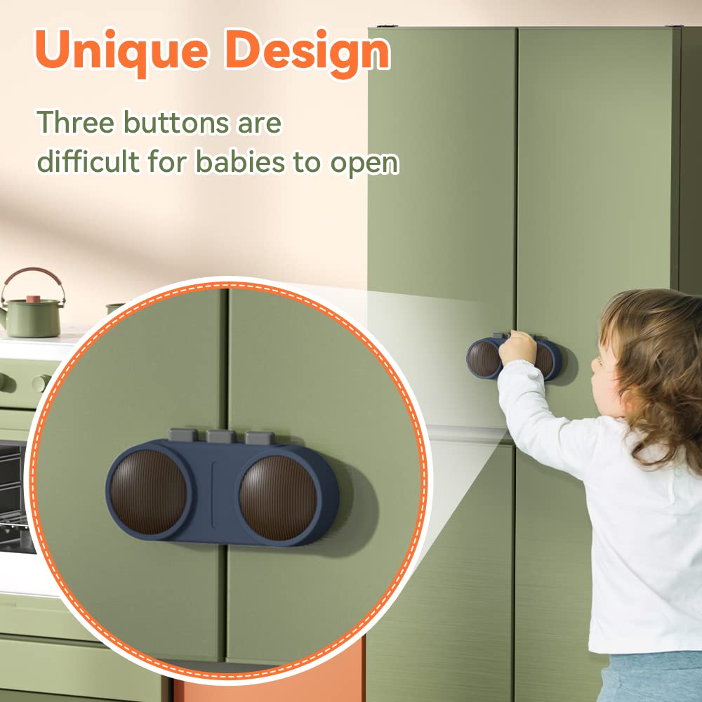 SAFELON 1 PC Baby Safety French Fridge Door Lock, Refrigerator Lock Cabinet Locks for Childproof. Quick Install and no Tools or Drill Needed (White)