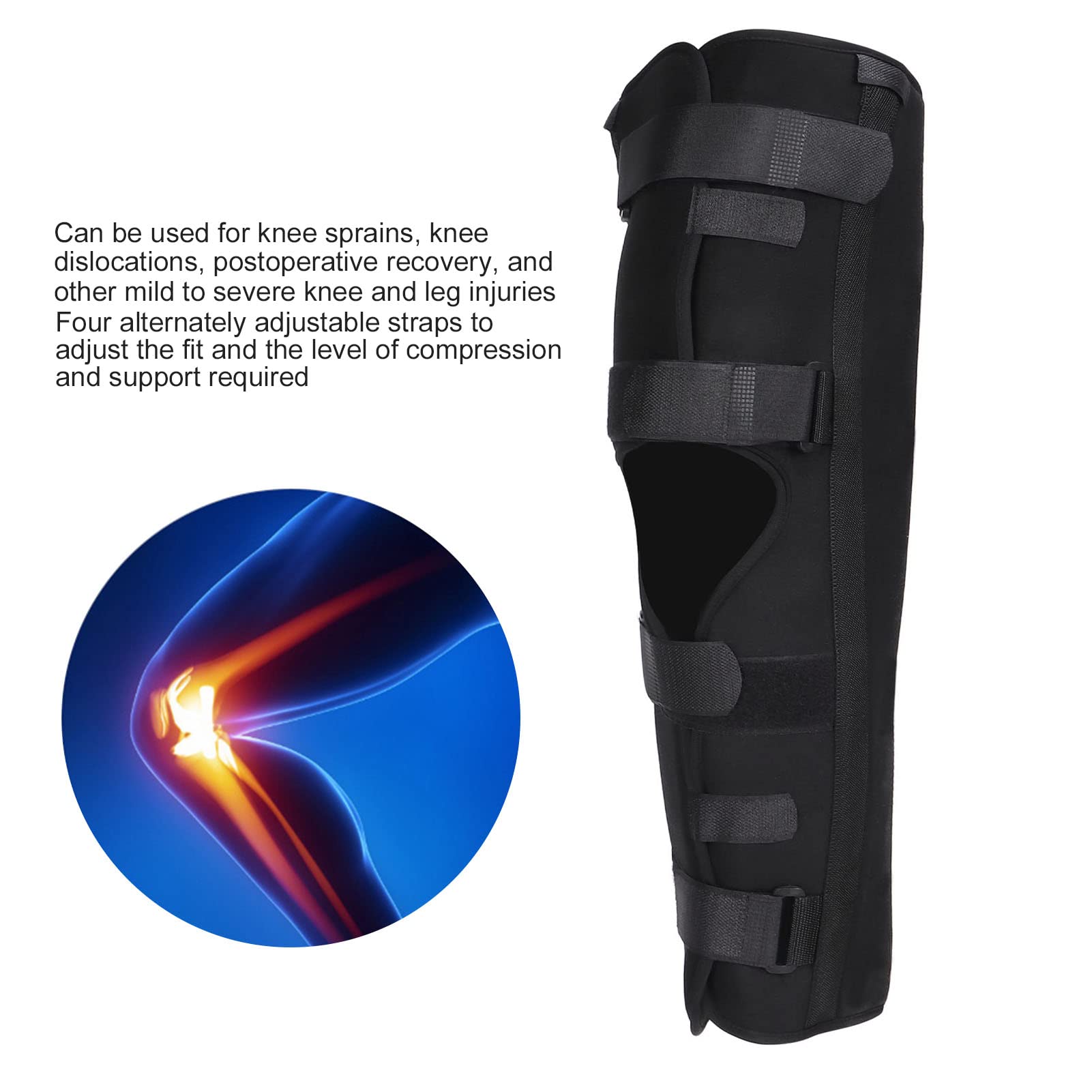 Knee Immobilizer, Breathable Flexible Fabric Strong Comfortable Support Knee Brace Practical Reliable for Postoperative Recovery for Leg Injuries L