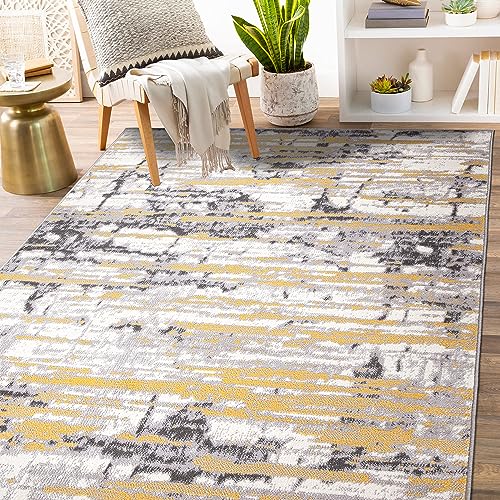 Rugshop Darwin Vintage Abstract Modern Area Rug 7'10" x 10' Yellow
