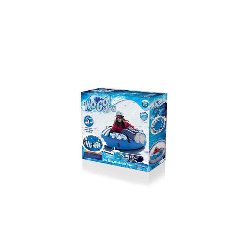H2OGO! Snow 39055E Polar Edge Covered Inflatable Snow Tube, Blue, White