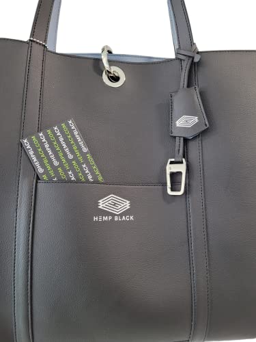 Hemp Black Vegan Leather Reversible Tote, Pebbled Black & Windsor Grey