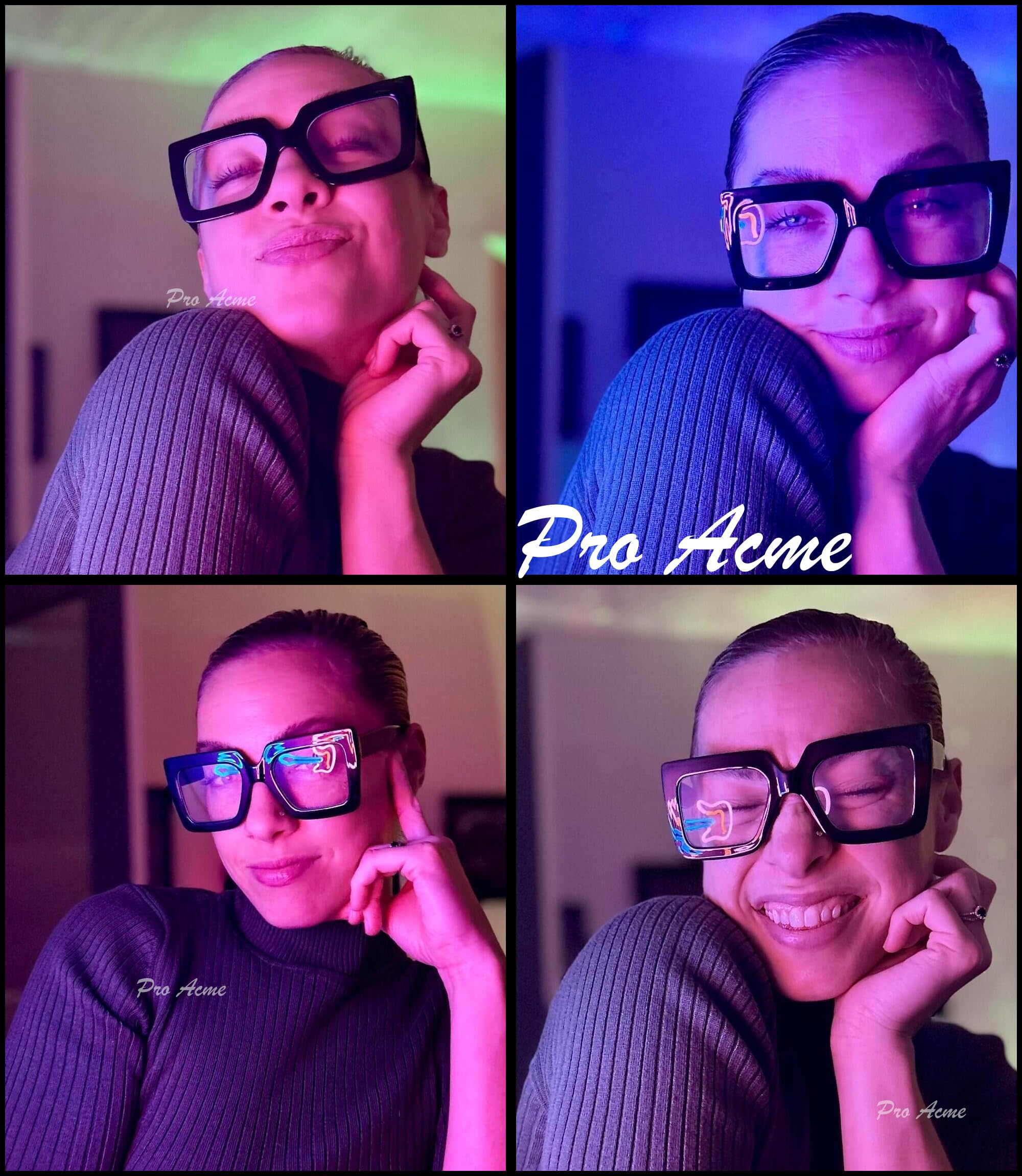 Pro Acme Blue Light Blocking Glasses Big Square Thick Frames Fake Glasses for Women(Black), 54MM