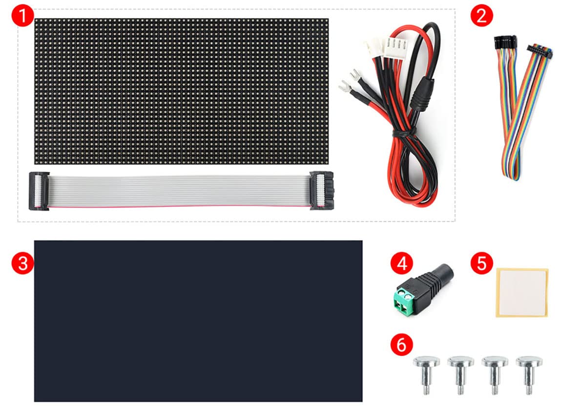 RGB Full-Color LED Matrix Panel Display for Raspberry Pi Pico ESP32 for Arduino 64×32 Pixels 3mm Pitch 2048 RGB LEDs Adjustable Brightness