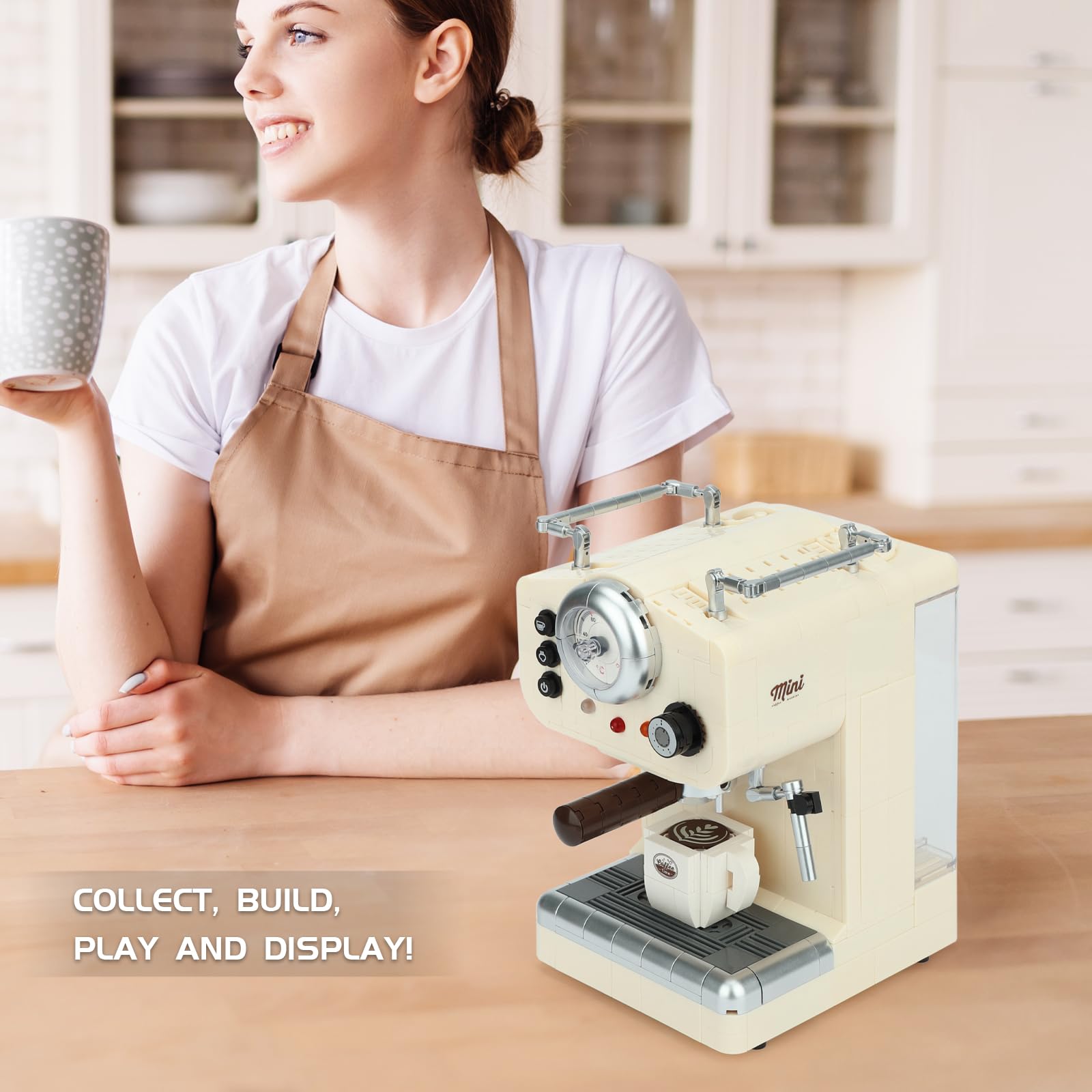 NEWABWN Coffee Machine Toy Building Set, Compatible with Lego Home Décor Accessories for Adults, Cute Building Blocks Set for Couples, Mother's Day Decoration(678 Pieces)