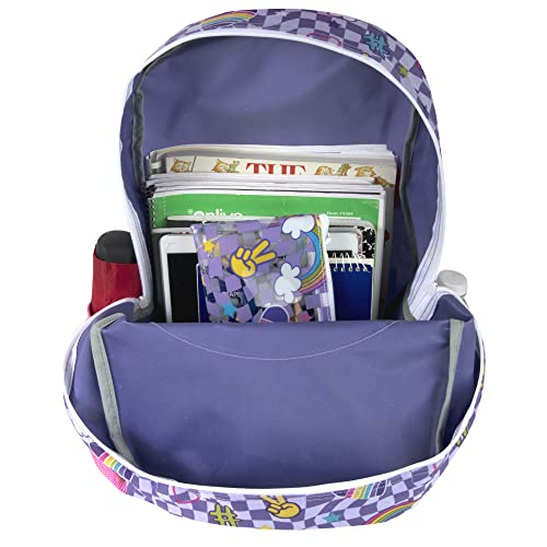 Trail maker 17 Inch Backpack with Side Pockets Backpack and Pencil Case Set for Women (Vintage Vibe Emojis)