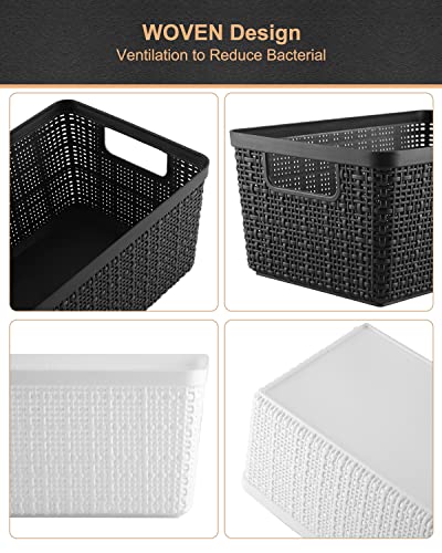 Set of 6 Plastic Storage Bins Pantry Organization and StorageĀ Containers Storage Baskets Shelf Organizer Bins for Shelves Drawers Desktop Closet Playroom Classroom Office, White