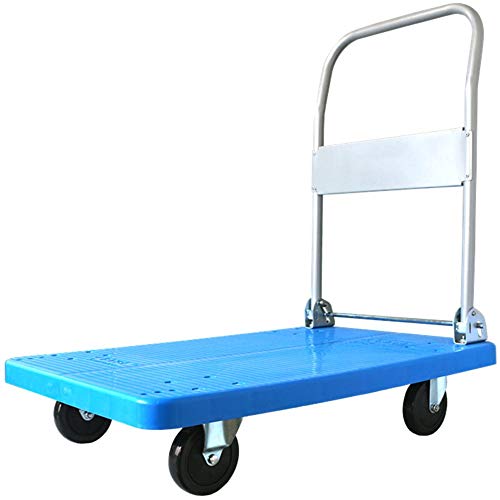 Portable Folding Handcart Push Cart Dolly Push Platform Truck Folding For Luggage Personal Travel Shopping Auto Moving And Office Use Multi Function Folding Handcart ( Color : Blue , Size : 72X46CM )