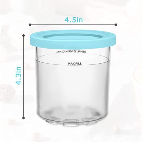 TYWAG 2/4Pcs Ice Cream Pints Cup, Ice Cream Containers with Lids for Ninja Creami Pints, Safe & Leak Proof Ice Cream Pints Kitchen Accessories for NC301 NC300 Series Ice Cream Maker (Blue+Green)