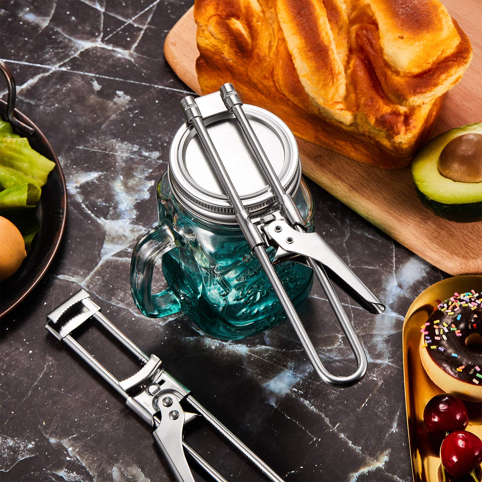 Master Opener Adjustable Jar and Bottle Opener Adjustable Multifunction Stainless Steel Can Opener Jar Lid Gripper Manual Jar Opener Kitchen Accessories for Weak Hands (2 Pieces)