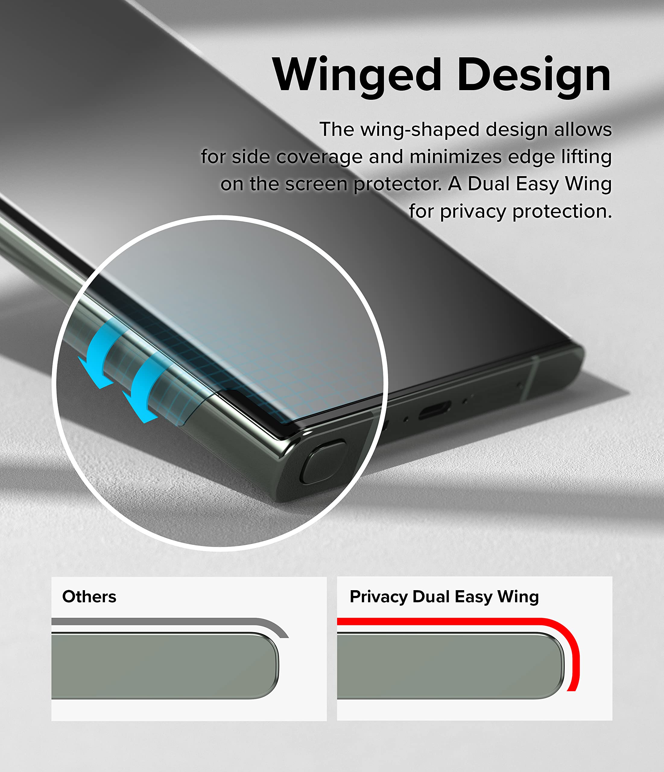 Ringke Privacy Dual Easy Wing [Anti-spy] Compatible with Samsung Galaxy S23 Ultra Privacy Screen Protector 5G, Self-Healing Properties Anti-Fingerprint Coating Film with Easy Application Kit