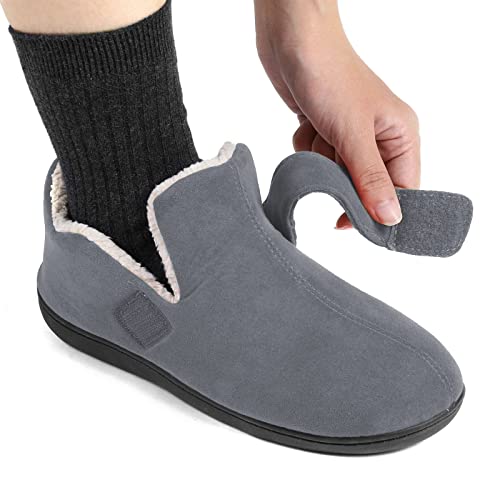 Zizor Women's Ivy Adjustable House Shoes Indoor Outdoor (Dark Grey, Size 7)
