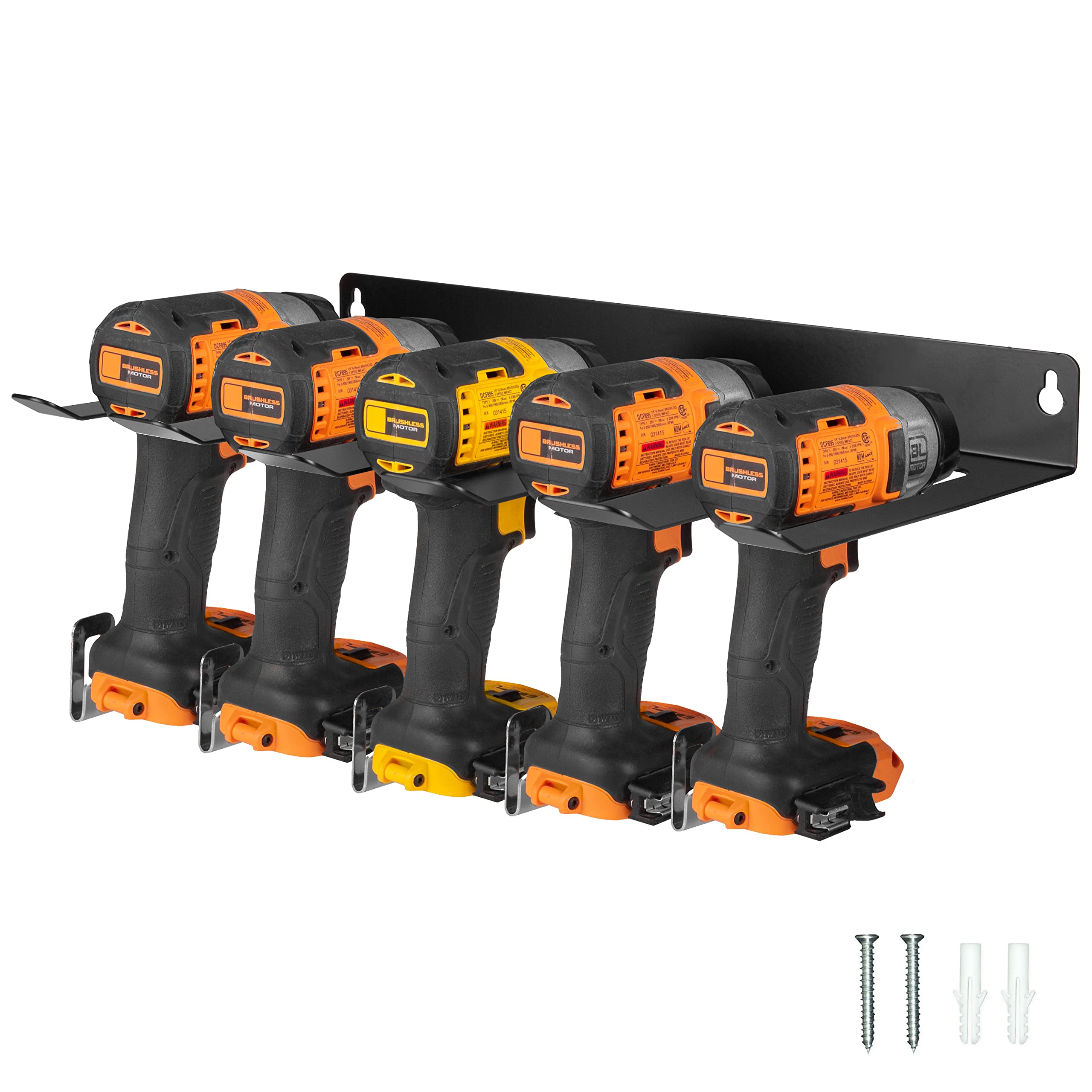 Iron Forge Tools Power Tool Organizer for Shop & Garage - Heavy Duty Drill Power Station, Wall Mounted Rack With 5 Drill Storage Slots - Fully Assembled - Solid Steel Workshop Organization and Storage