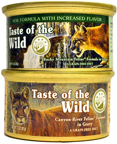 Taste of The Wild Cat Food Variety Pack - 12 Pack of 3oz cans (Six Rocky Mountain Feline Formula & Six Canyon River Feline Formula)