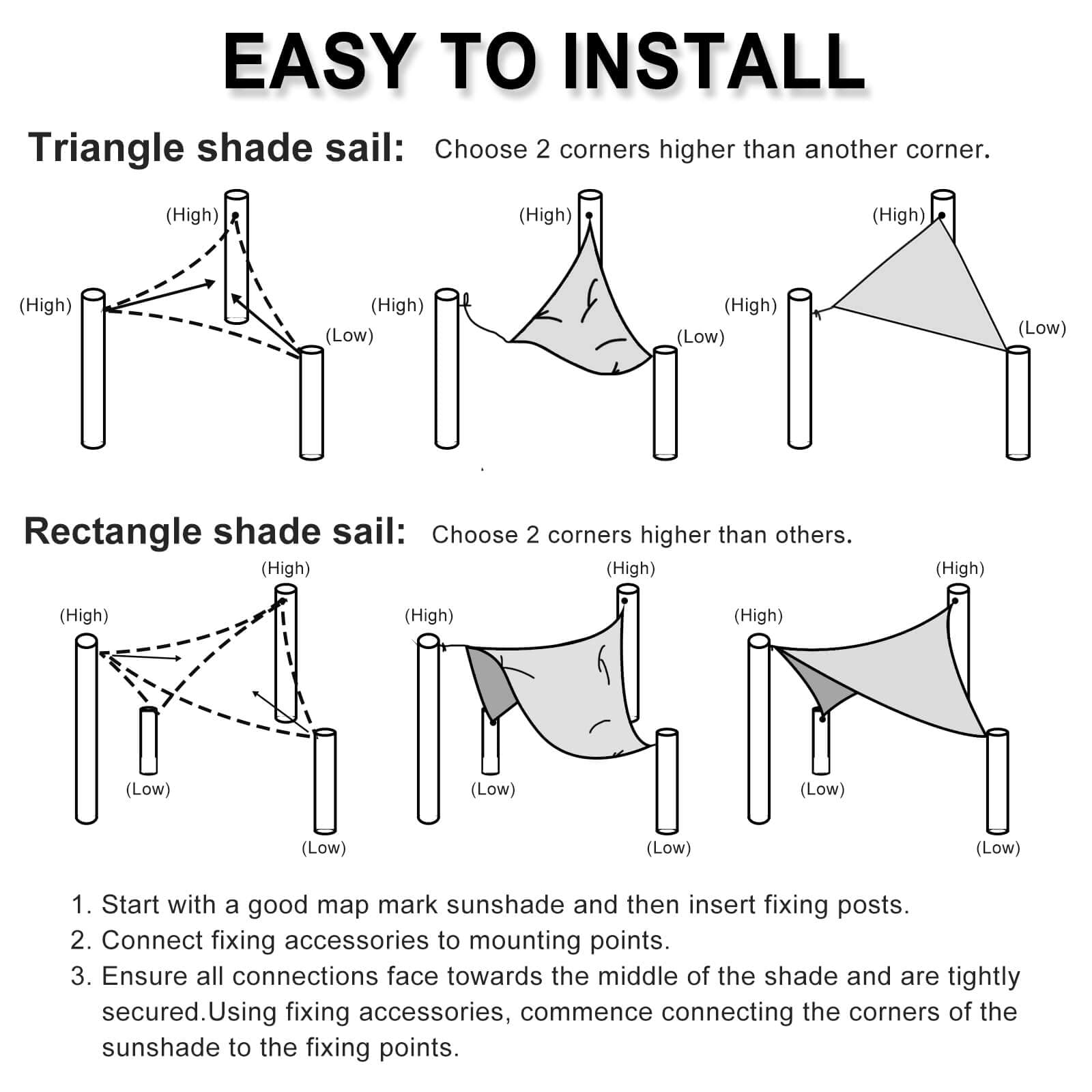 OutdoorLines Rectangle Sun Shade Sails for Patios 10 x 13 ft Sun UV Blocking Outdoor Canopy, Sunshades for Backyard, Lawn and Garden and All Outdoor Activities, Sand